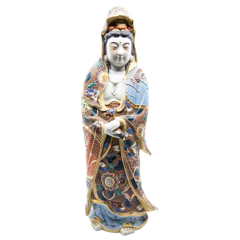 Decorated Figure of Robed Woman Porcelain Kutani, circa 1910 at 1stDibs