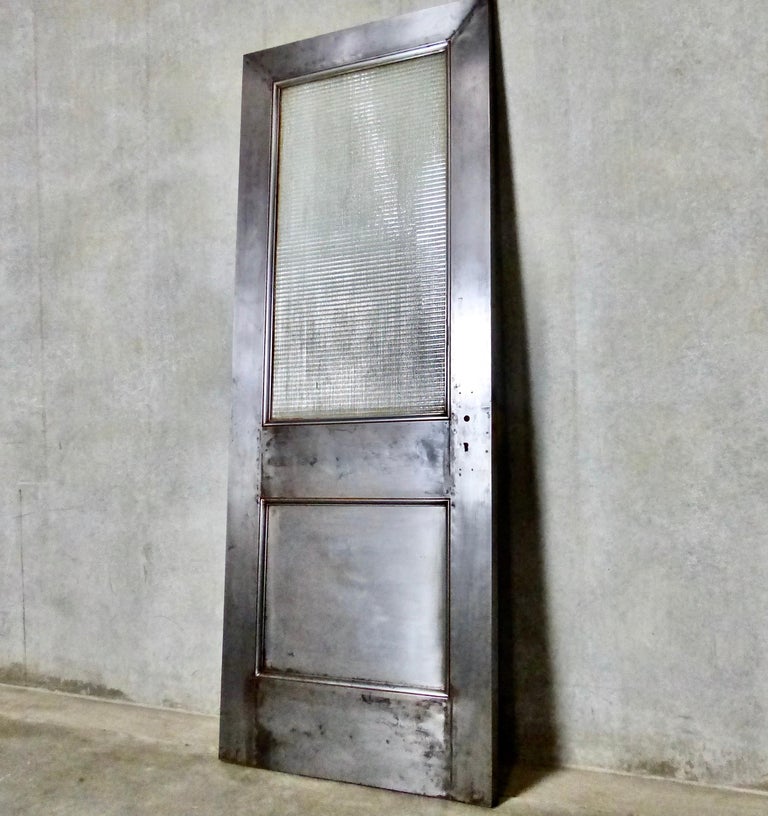 Steel Door with Original Ribbed/Reeded Glass Panel, circa 1910 at ...