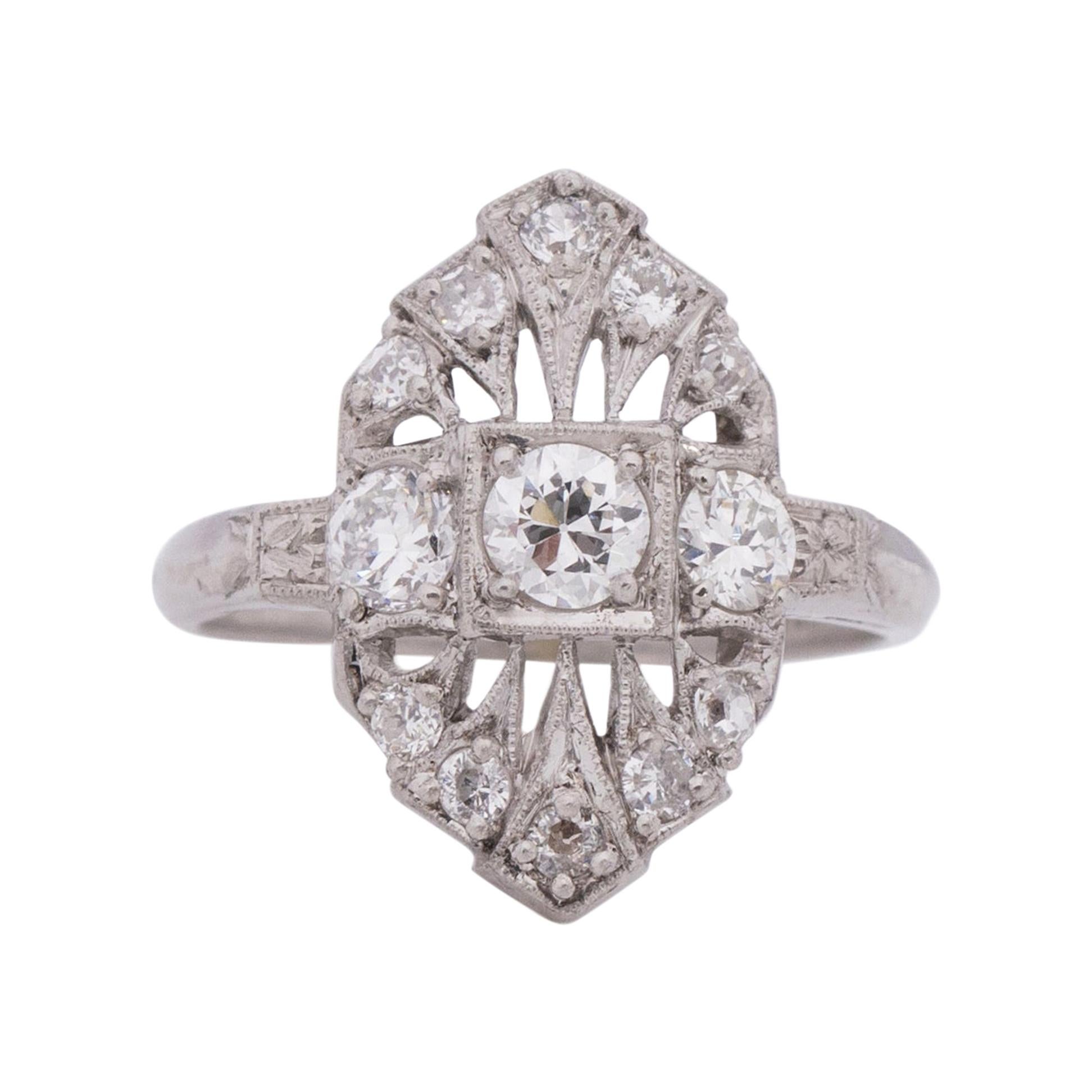 Platinum Edwardian Diamond Filigree Ring, circa Late 1800s at 1stDibs