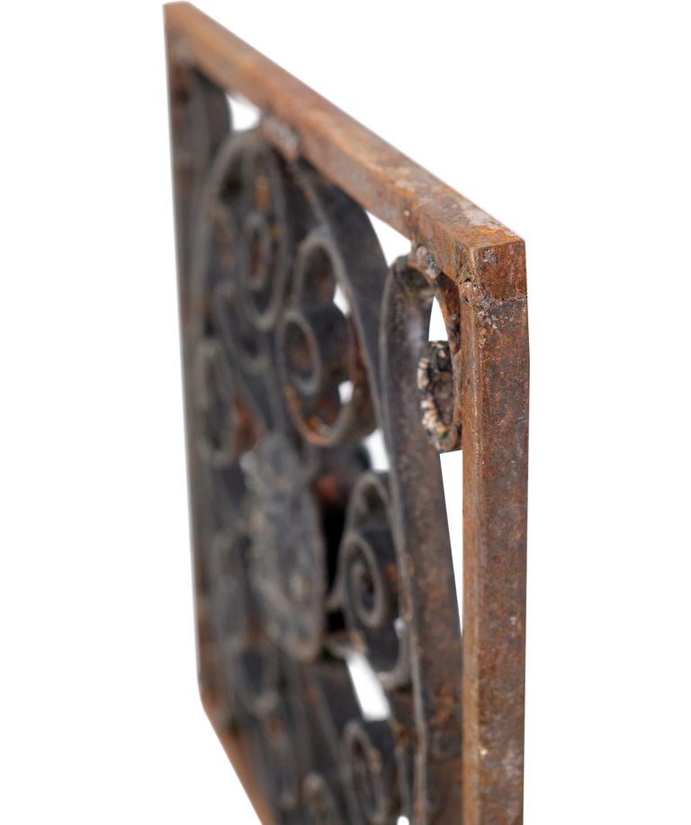 Circa 1910s Reclaimed NYC Wrought Iron Panel with Radial Design and ...