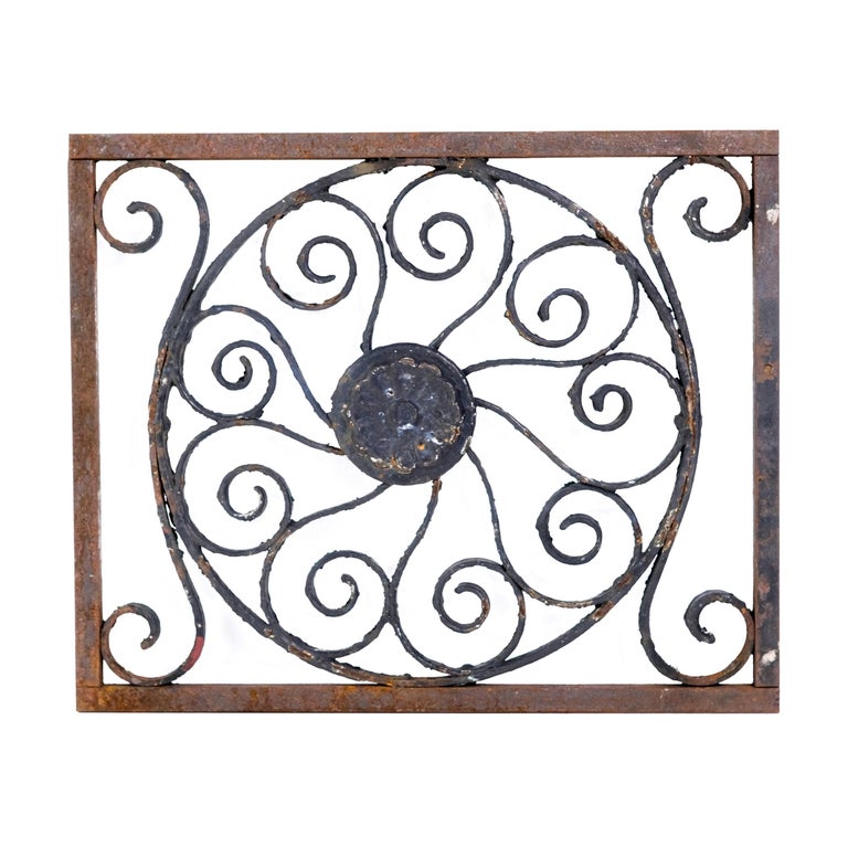Circa 1910s Reclaimed NYC Wrought Iron Panel with Radial Design and ...