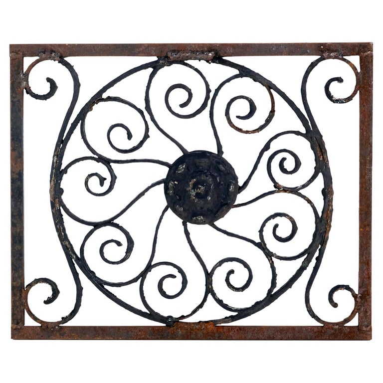 Circa 1910s Reclaimed NYC Wrought Iron Panel with Radial Design and ...