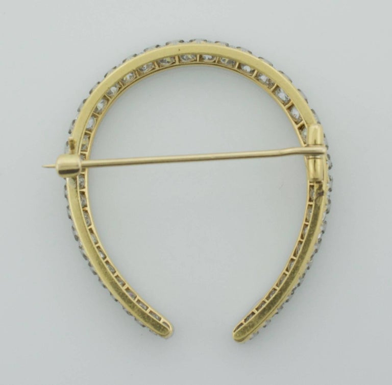 "Lucky" Horseshoe" Brooch in Platinum on 18 Karat Yellow Gold, circa ...