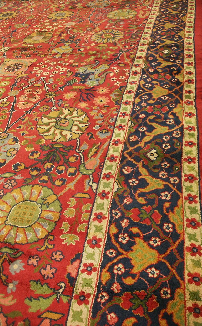 Circa 1920 Oversized Antique English Wool Donegal Carpet, Red Field For ...