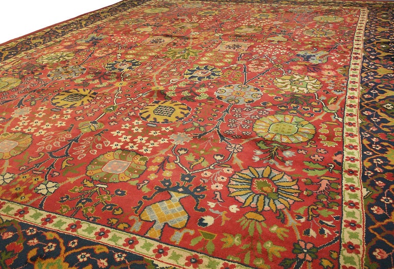 Circa 1920 Oversized Antique English Wool Donegal Carpet, Red Field For ...