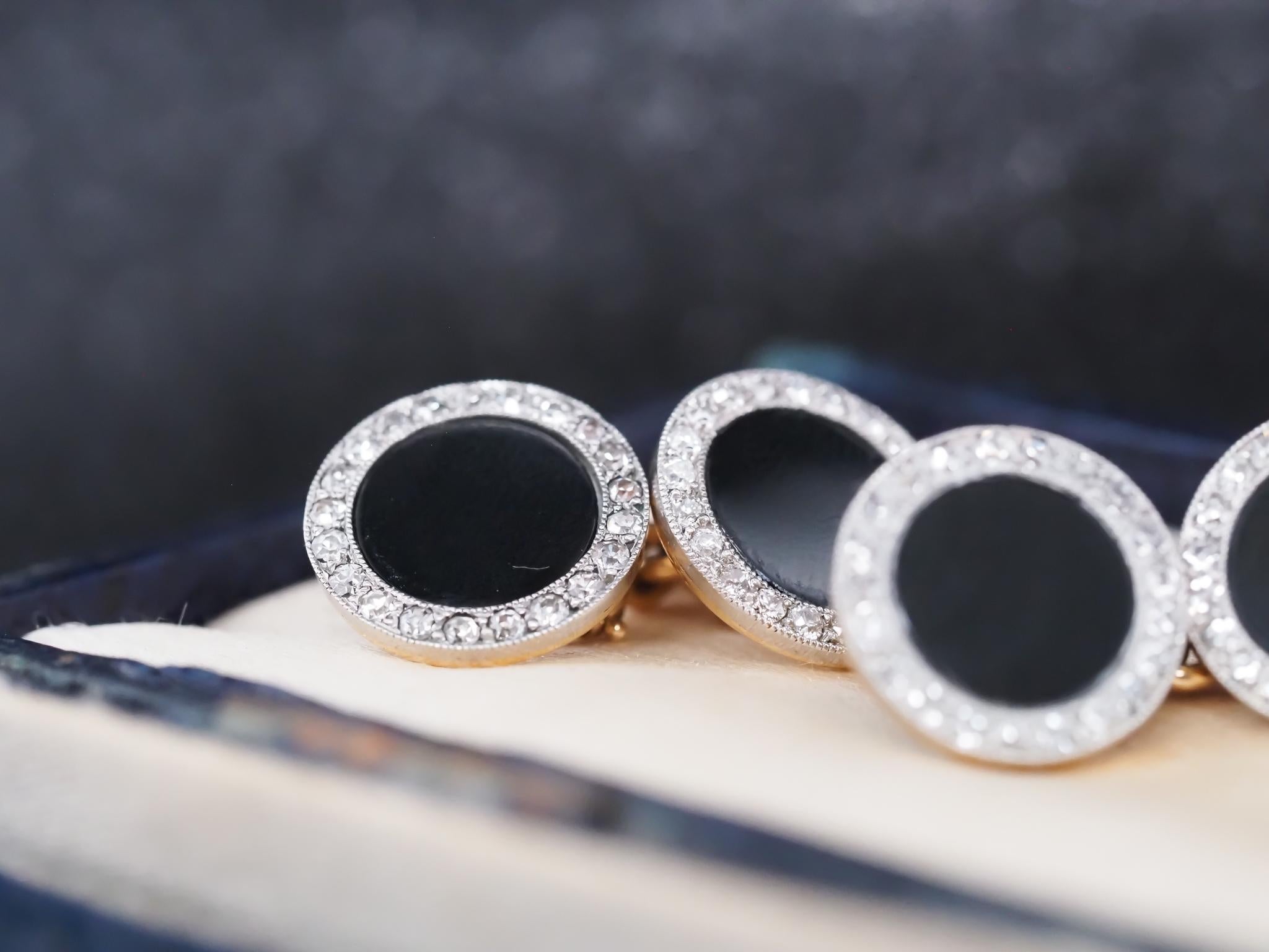 Circa 1920s Cartier Onyx and Diamond Cufflinks with French Hallmarks ...