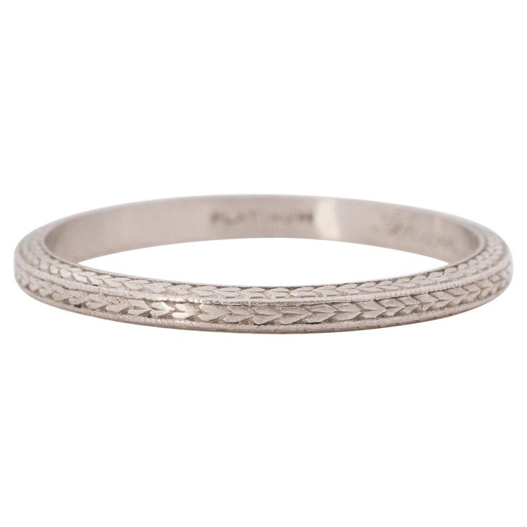 Circa 1920's Platinum Art Deco Chevron Engraved Vintage Stackable ...