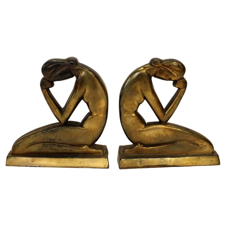 Circa 1930 Pair of Art Deco Kneeling Woman Bookends at 1stDibs