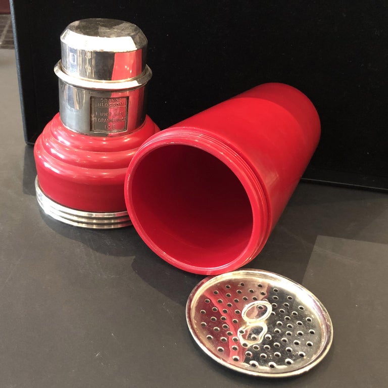 Raphael and Lawson Clarke Silver-Plated Red Bakelite Cocktail Shaker ...