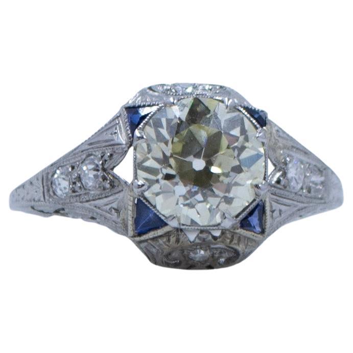 Dated 1924 Art Deco Platinum 1.55Ct Diamond, Filigree Detailed Ring For ...