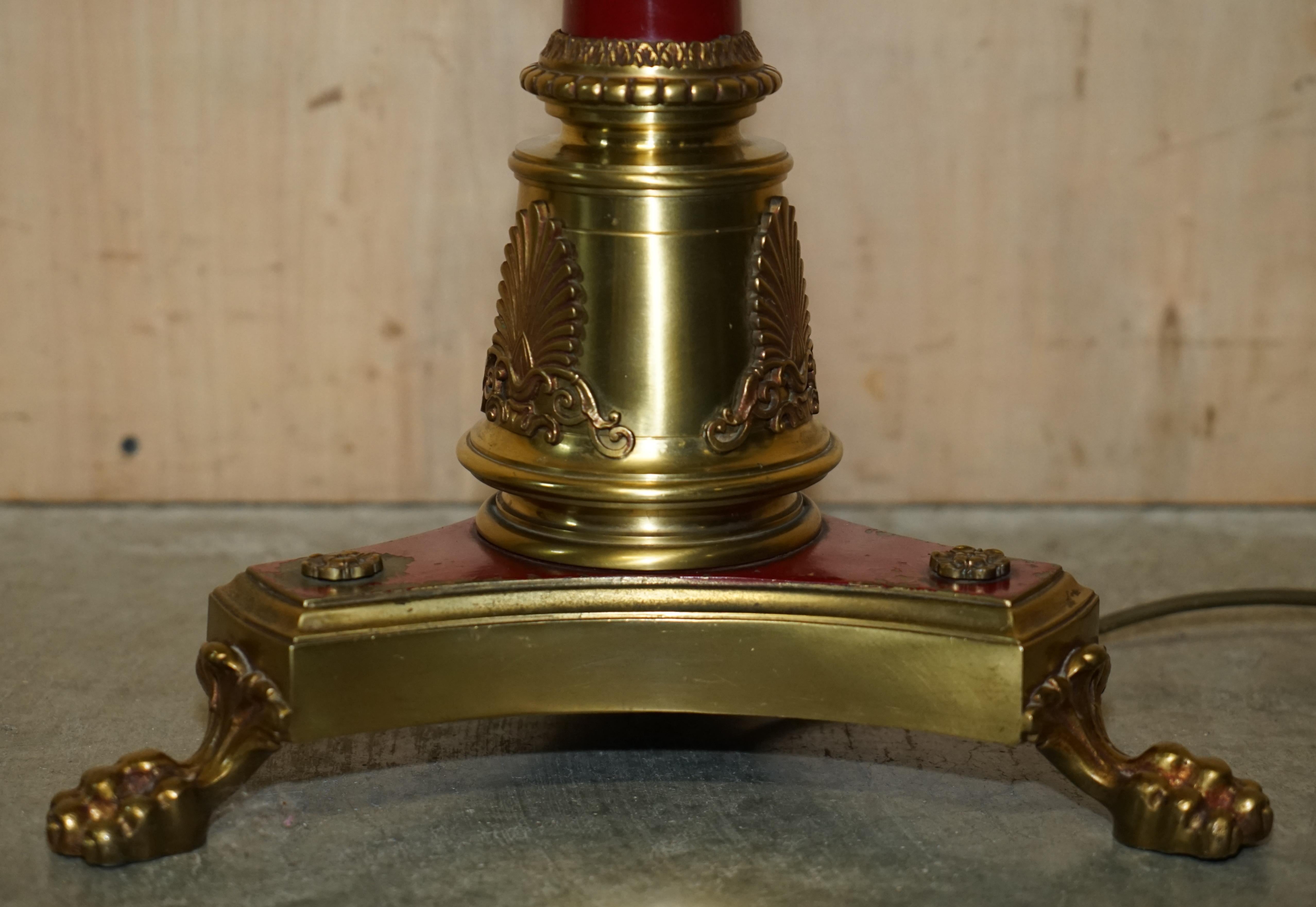 circa 1930s Regency Brass Hand Painted Floor Standing Lamp Lion Hairy ...