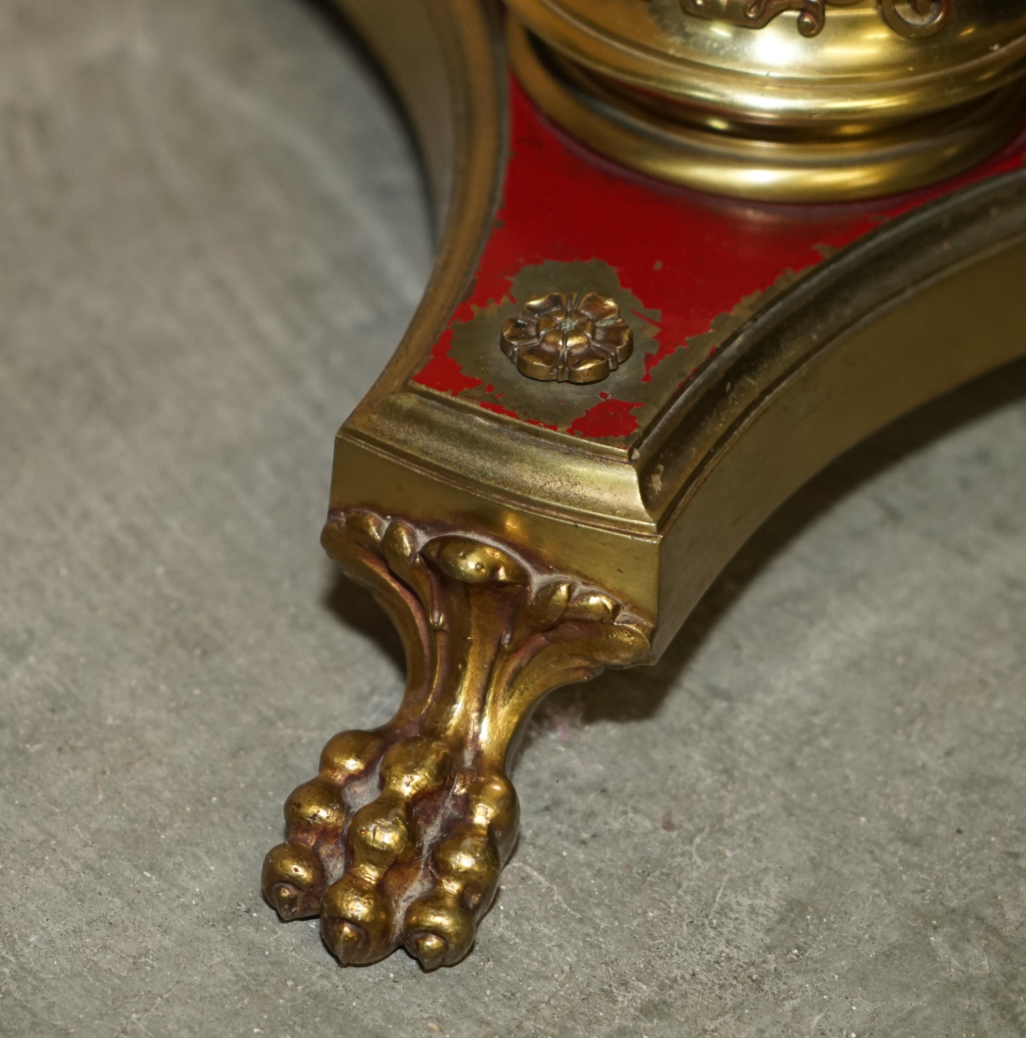 circa 1930s Regency Brass Hand Painted Floor Standing Lamp Lion Hairy ...