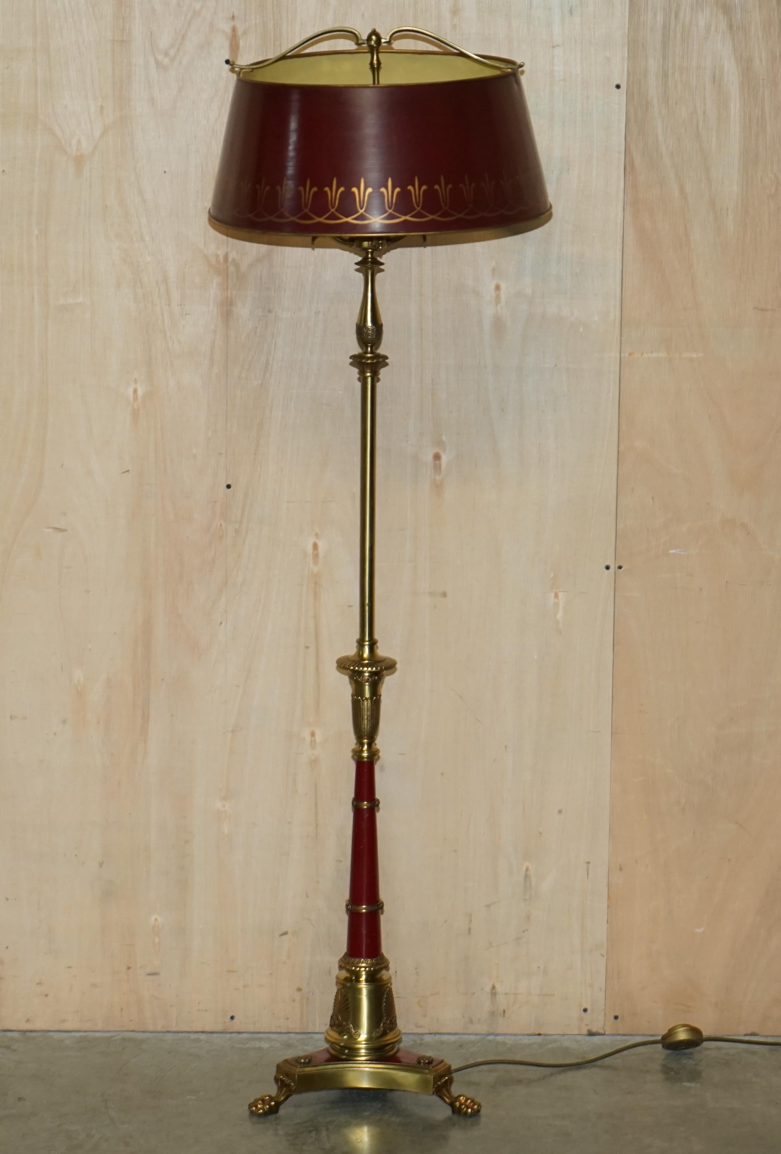 circa 1930s Regency Brass Hand Painted Floor Standing Lamp Lion Hairy ...