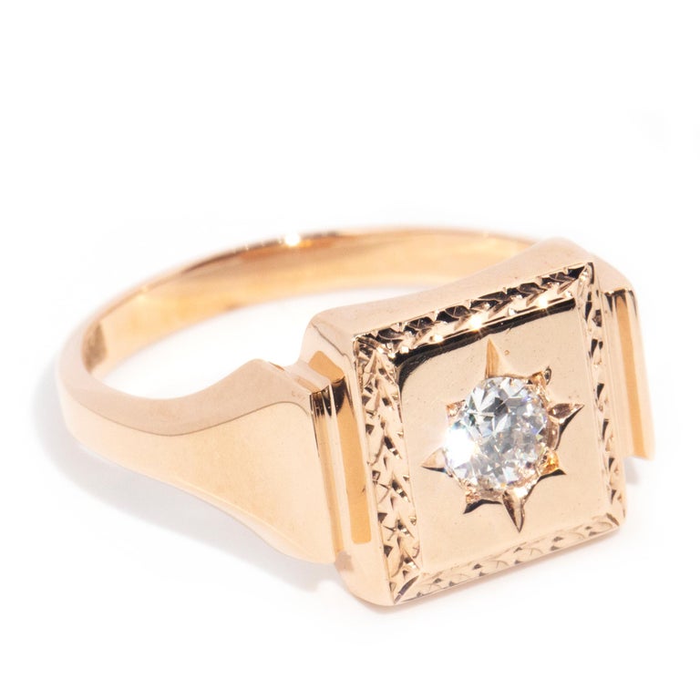 Circa 1930s Star Set Old Cut Diamond 18 Carat Rose Gold Square Top ...
