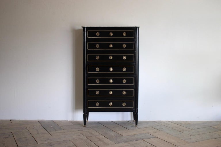 French Ebonised Semainier in the Louis XVI Taste, circa 1940s at 1stDibs