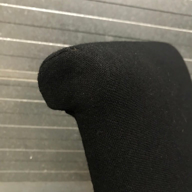 Elegant Infinitely Adjustable Easy Chair in Black Fabric and White Wood ...