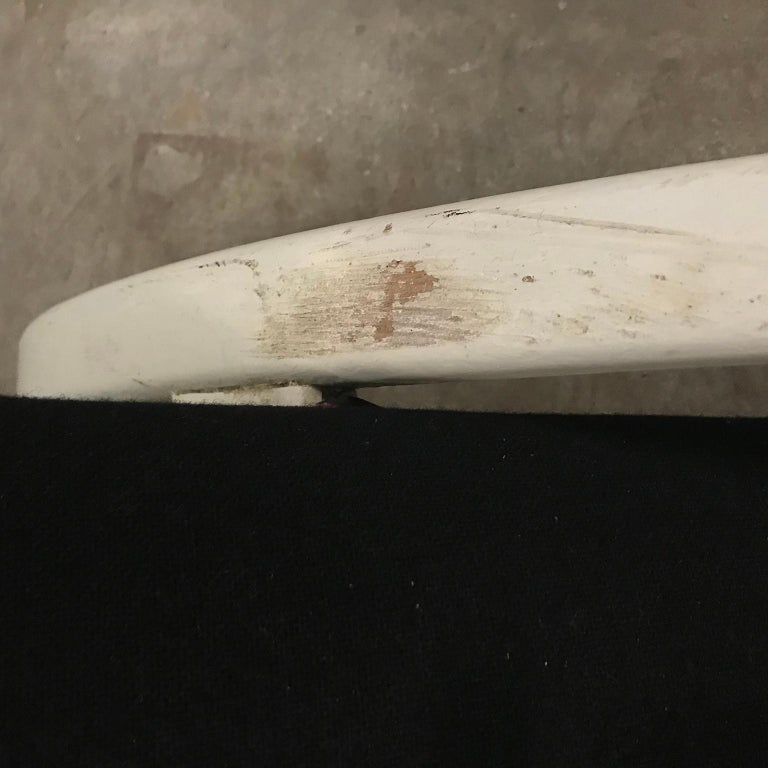 Elegant Infinitely Adjustable Easy Chair in Black Fabric and White Wood ...