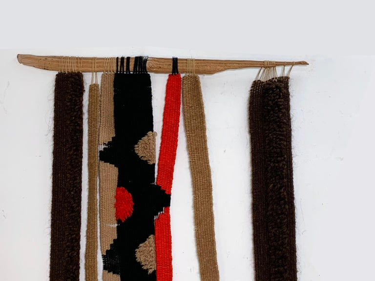 Handmade Woven Wall Hanging Textile Art, circa 1960s For Sale at 1stDibs
