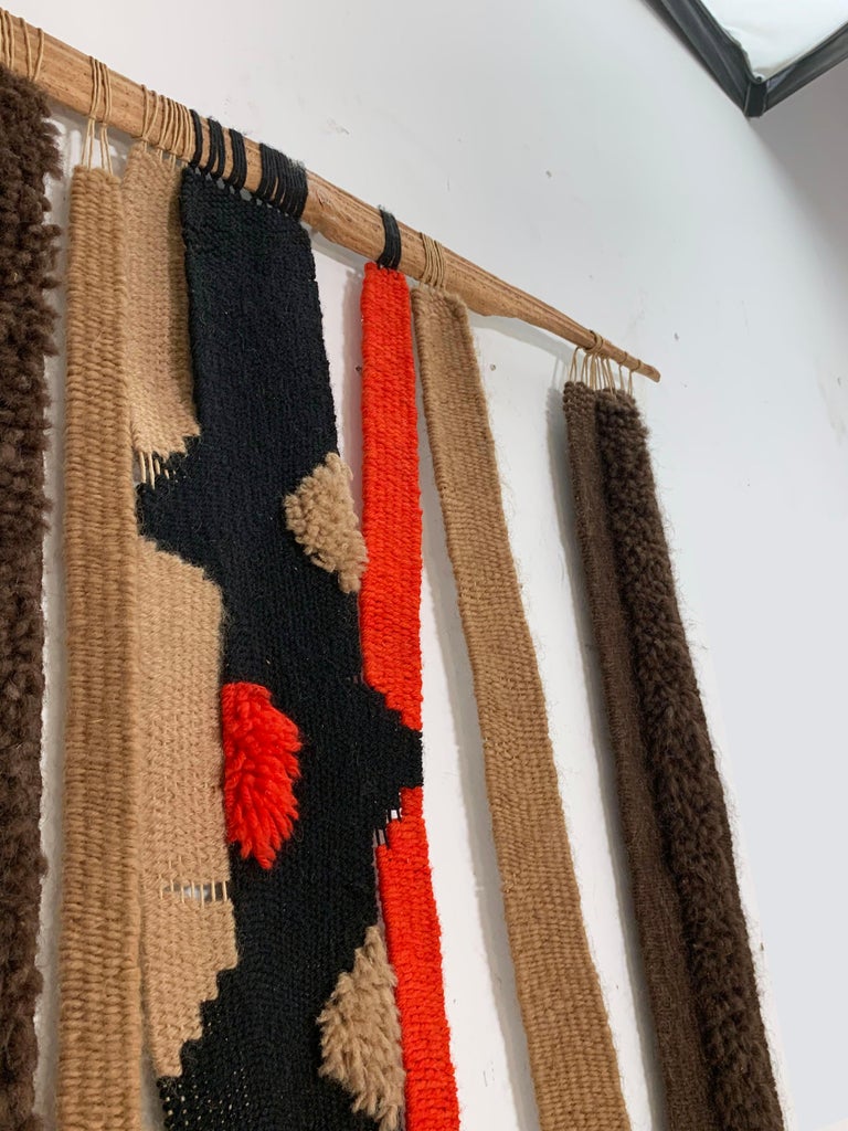 Handmade Woven Wall Hanging Textile Art, circa 1960s For Sale at 1stDibs