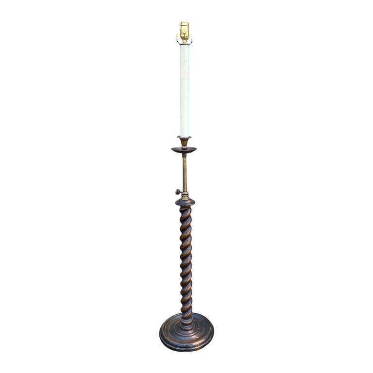 circa 1965 Frederick Cooper Turned Barley Twist Floor Lamp at 1stDibs