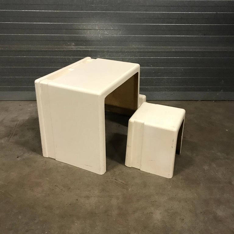 Rare 1970s Off-White Plastic Children Desk with Stool, circa 1970 For ...