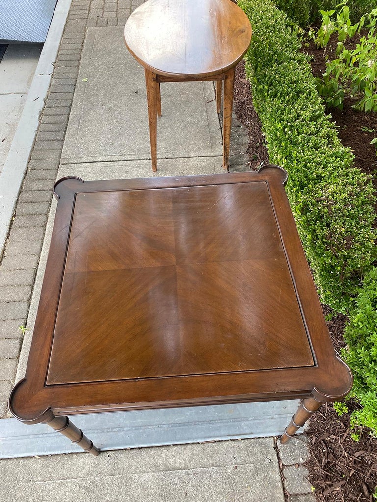 Circa 1970s American Square Bamboo Game Table with Leather Chess Board ...
