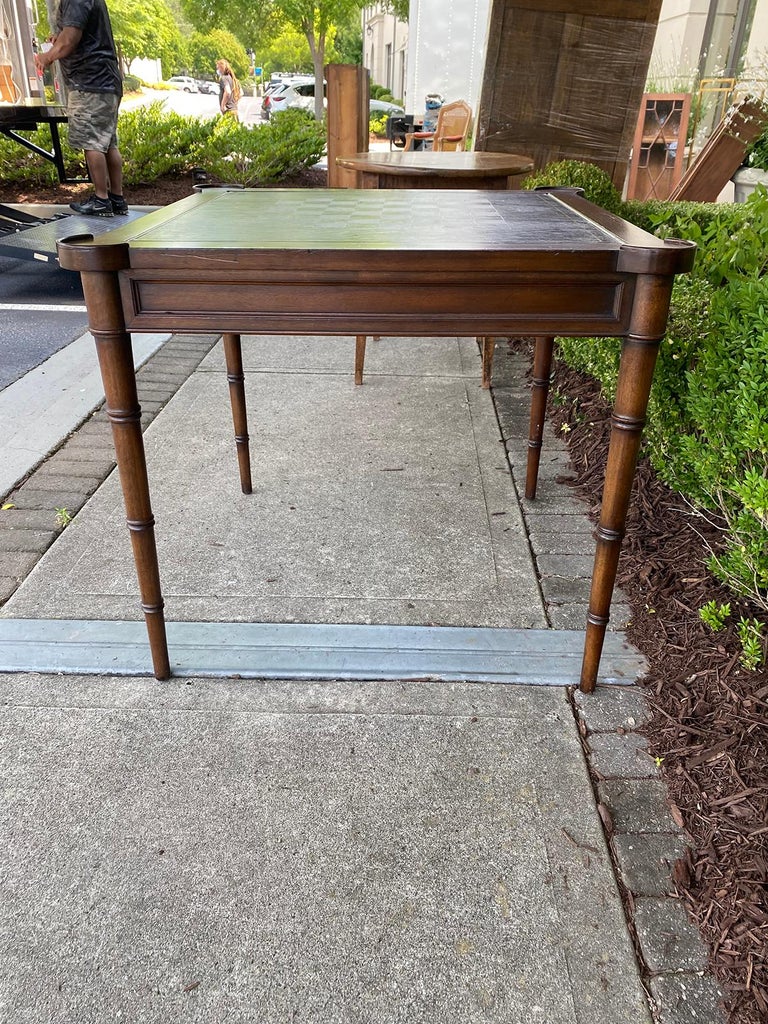 Circa 1970s American Square Bamboo Game Table with Leather Chess Board ...