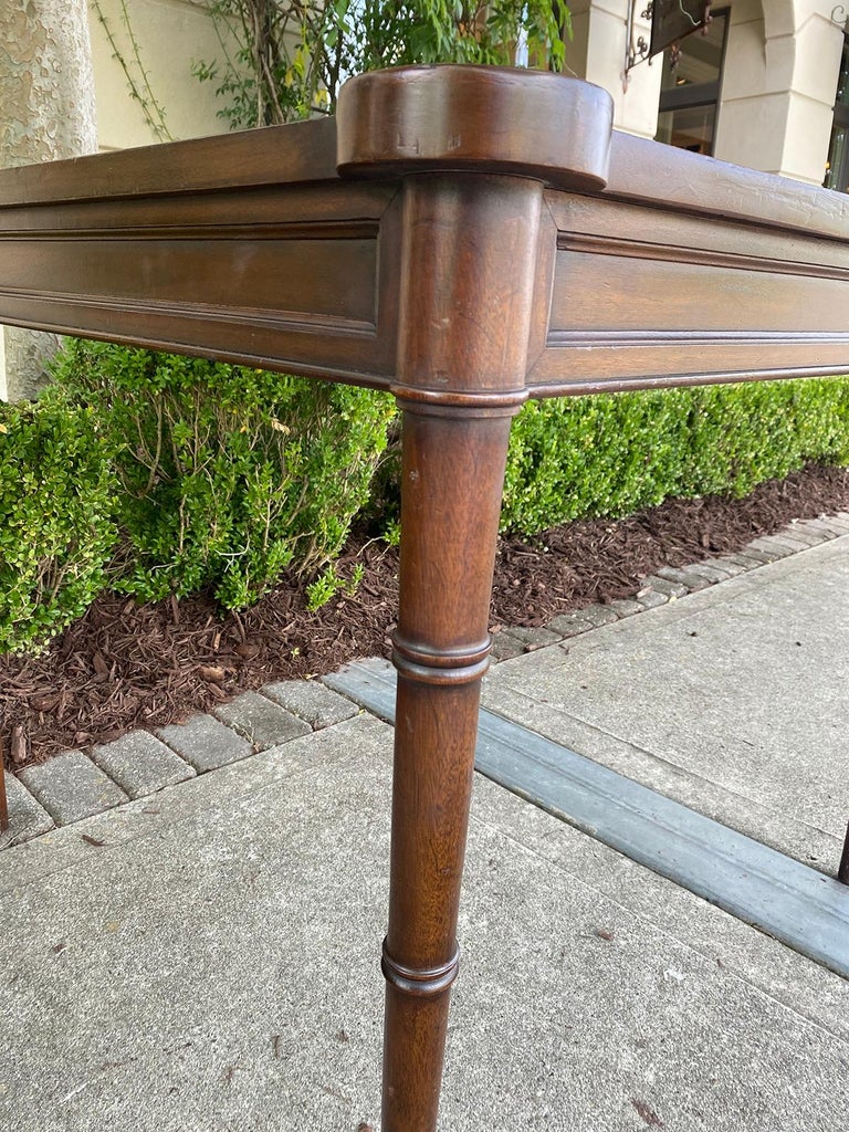 Circa 1970s American Square Bamboo Game Table with Leather Chess Board ...
