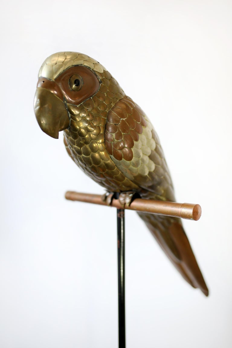 Brass and Copper Parrot by Sergio Bustamante, circa 1970s at 1stDibs