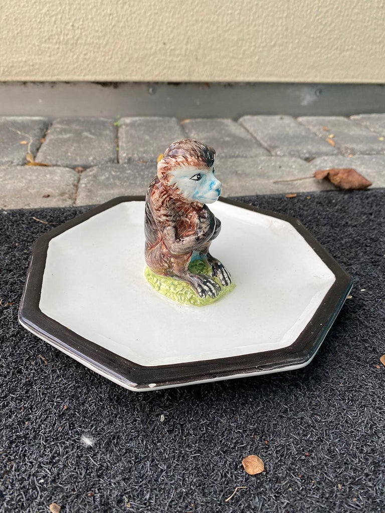 Italian Mottahedeh Design Figural Monkey Plate, Marked "Italy", circa ...