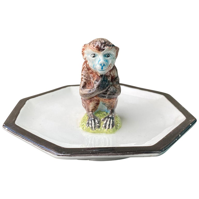 Italian Mottahedeh Design Figural Monkey Plate, Marked "Italy", circa ...