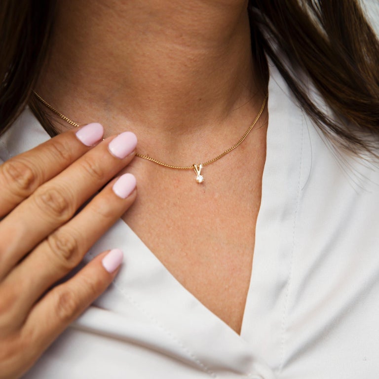 Circa 1980s Solitaire Diamond Vintage 9 Carat Yellow Gold Pendant and ...