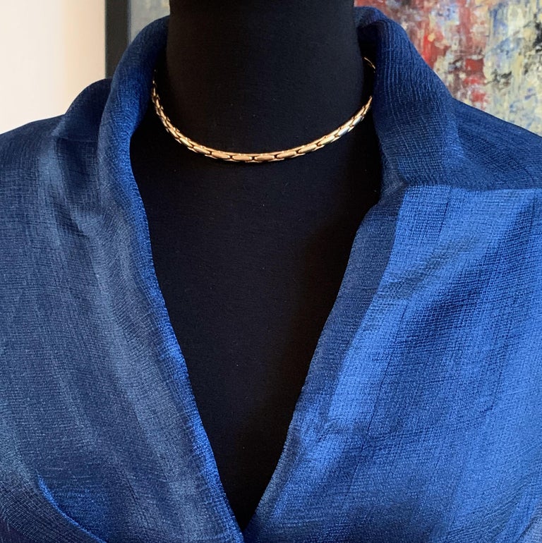 Boston Link "Bullet Train" Choker Necklace in Yellow Gold, circa 1990 ...