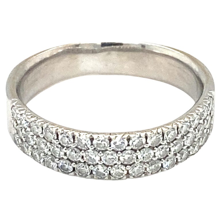 Circa 1990s 1 Carat Total Three Row Diamond Band in 18 Karat White Gold ...