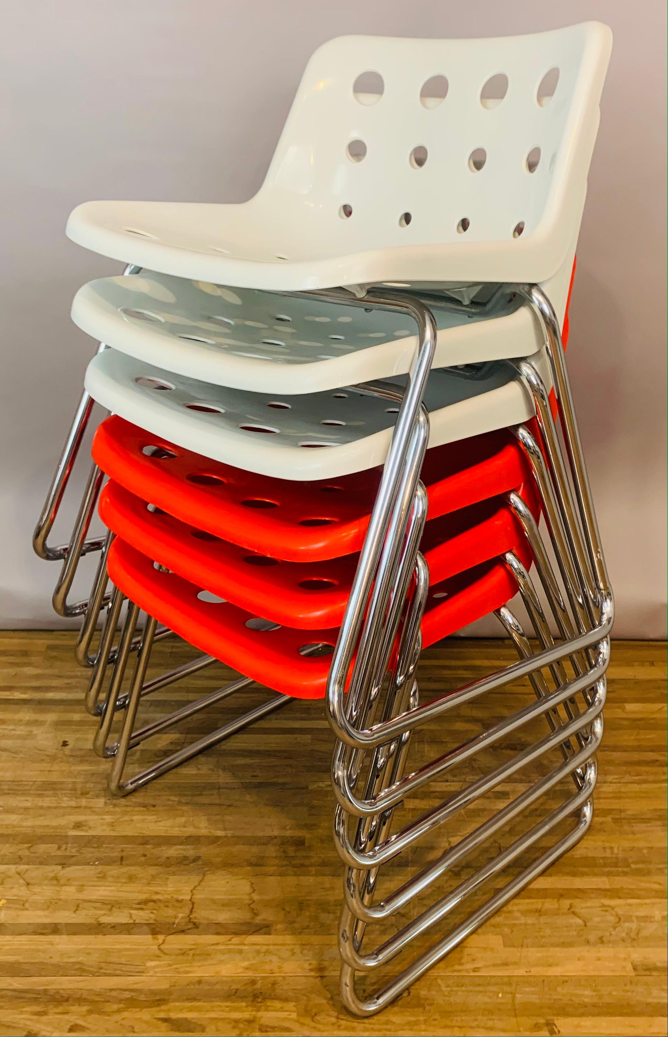 Circa 2010 Six Red and White Robin Day 'Polo' Sled Chrome and ...