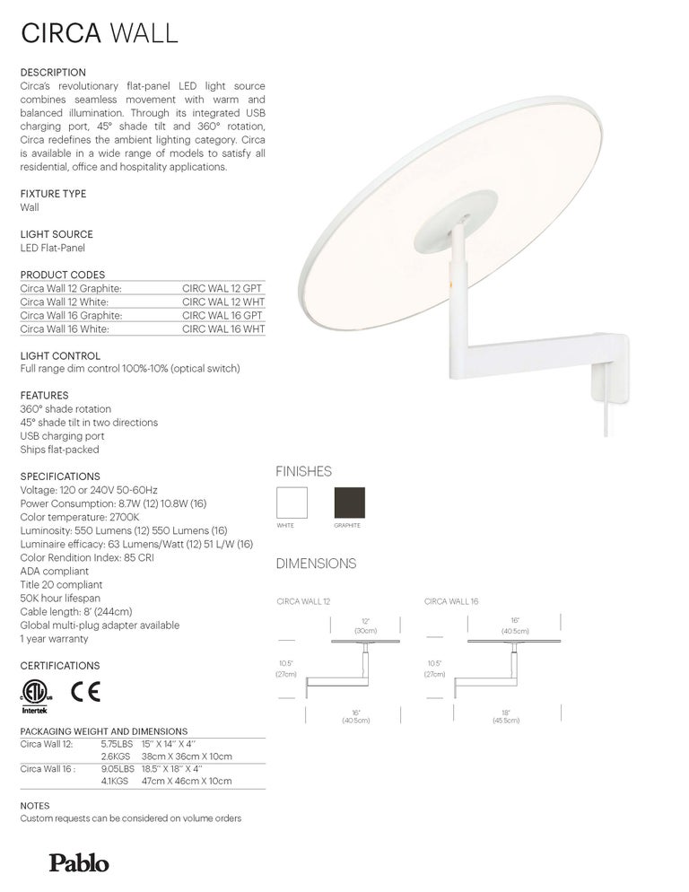 Circa Wall Light in White by Pablo Designs For Sale at 1stDibs