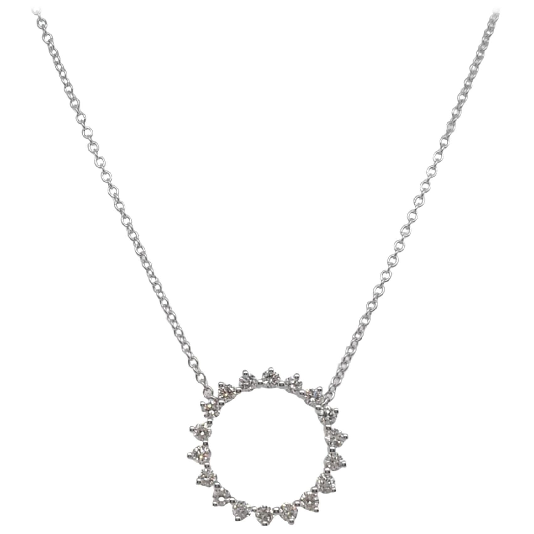 Round Diamond Channel Set Platinum Circle Pendant Necklace at 1stDibs