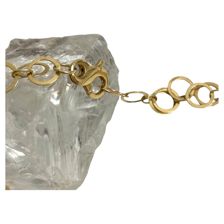 Circle Link Chain with Rare Light Grey Dangling Sillimanite Necklace ...
