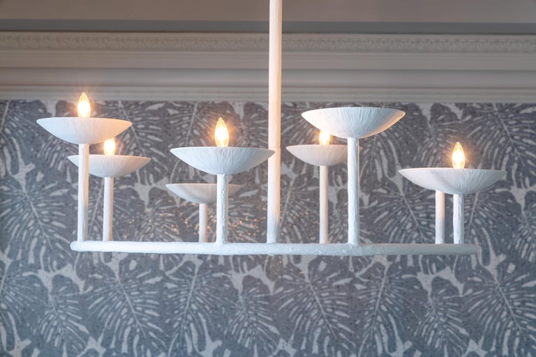 Circle of 8 Cups Plaster Chandelier For Sale at 1stDibs