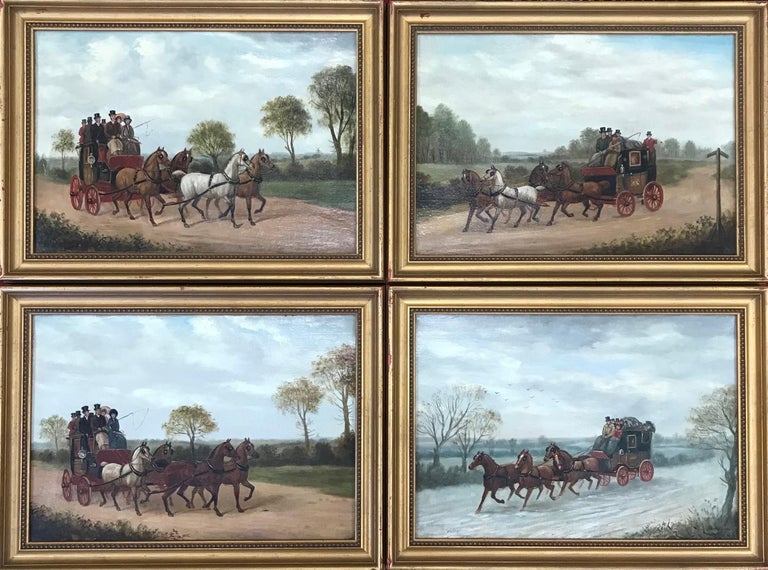 Set of 4 - Fine Victorian Coaching Scene Original Oil Paintings, Coach ...