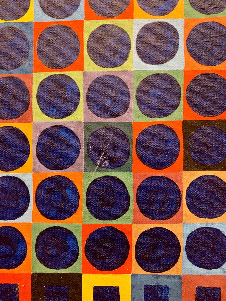 Circles and Squares Original Mid-Century Modern Abstract Oil Painting ...