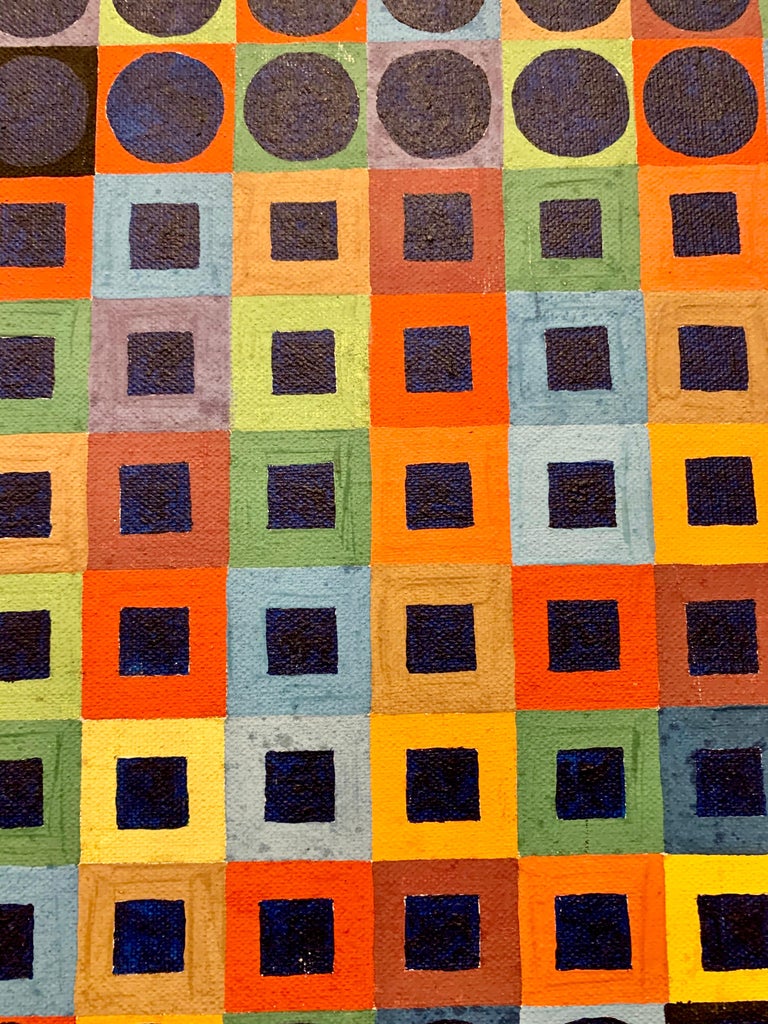 Circles and Squares Original Mid-Century Modern Abstract Oil Painting ...