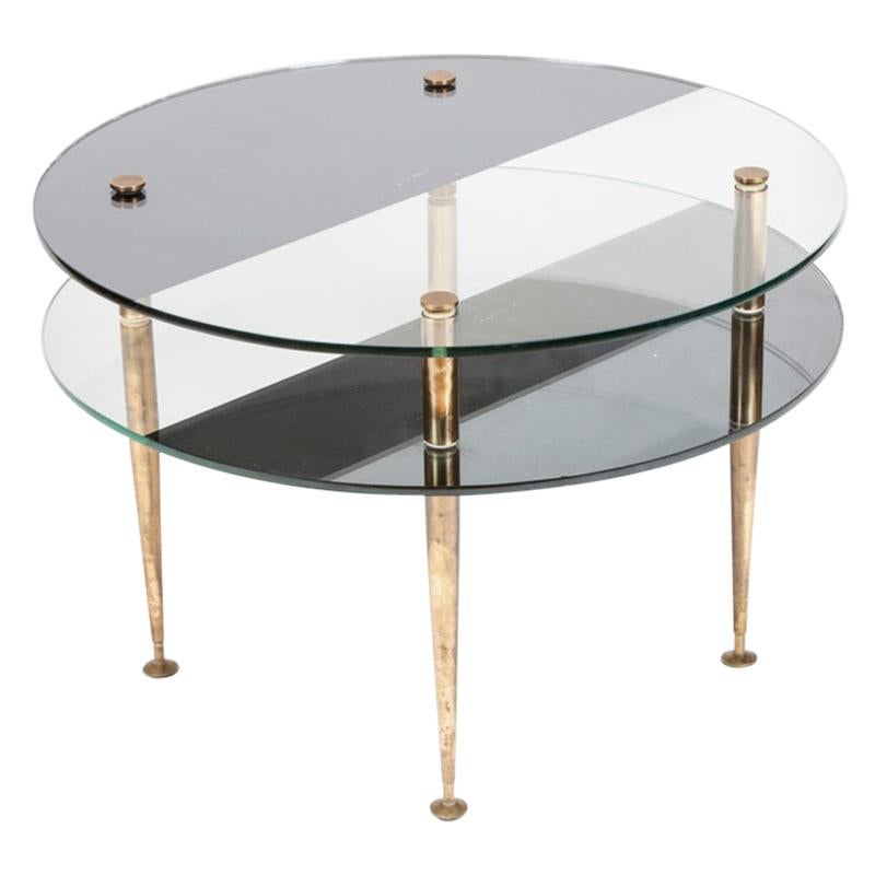 1950s Black Metal and Glass Top Side Table For Sale at 1stDibs