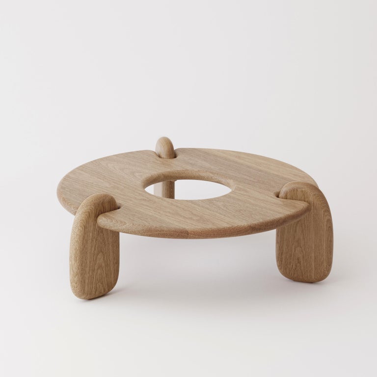 Circular Three-Legged White Oak Avebury Coffee Table by Objects and ...