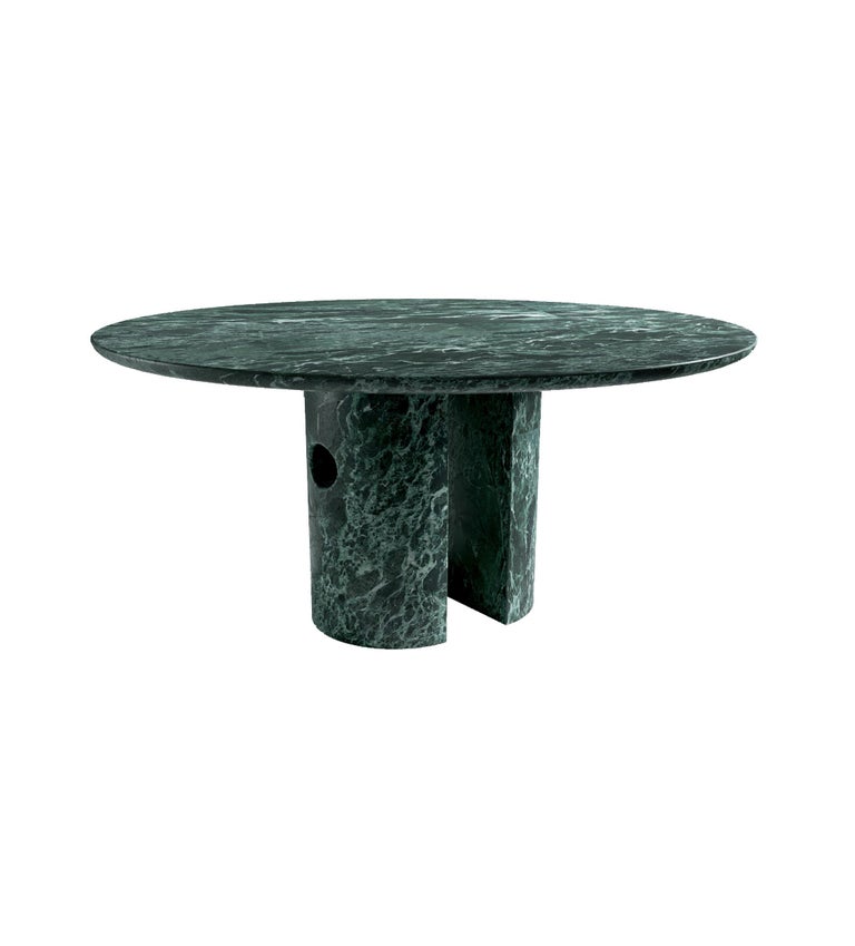 Circular 52-Inch Green Marble Meta Dining Table by Phillip Jividen For ...