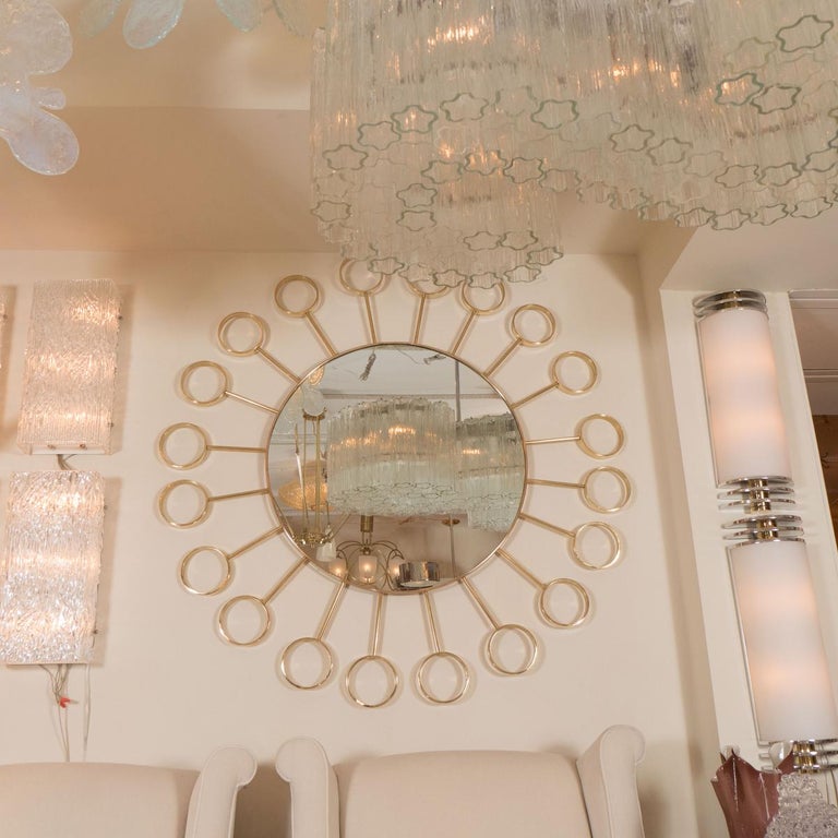 Circular Brass Mirror with Decorative Circular Ring Surround For Sale ...
