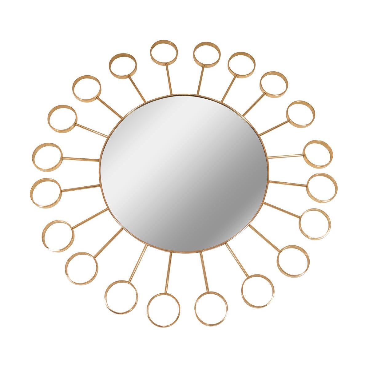 Circular Brass Mirror with Decorative Circular Ring Surround For Sale ...