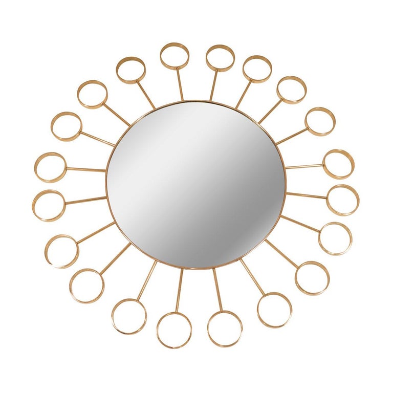 Circular Brass Mirror with Decorative Circular Ring Surround For Sale ...