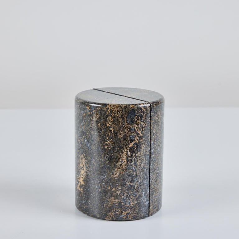 Circular Grey Marble Bookend Set For Sale at 1stDibs