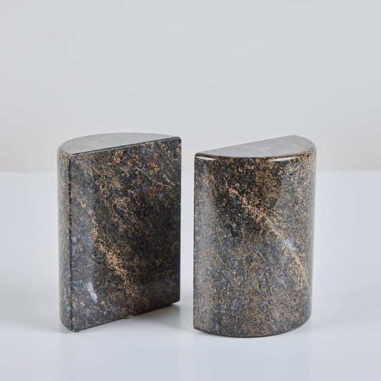 Circular Grey Marble Bookend Set For Sale at 1stDibs